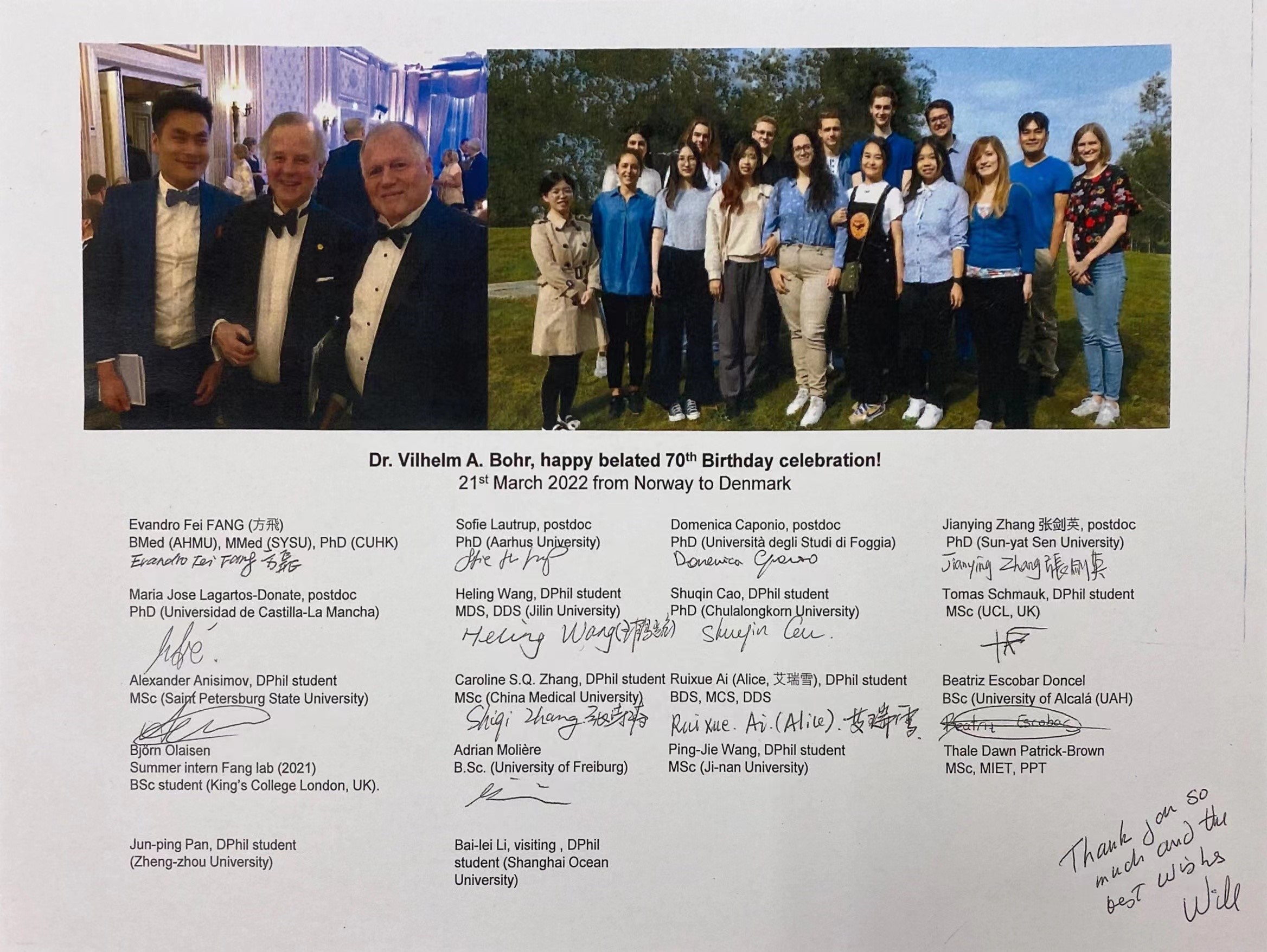 Celebration of the 70 (+1)th birthday of Prof. Dr. Vilhelm A. Bohr at ...